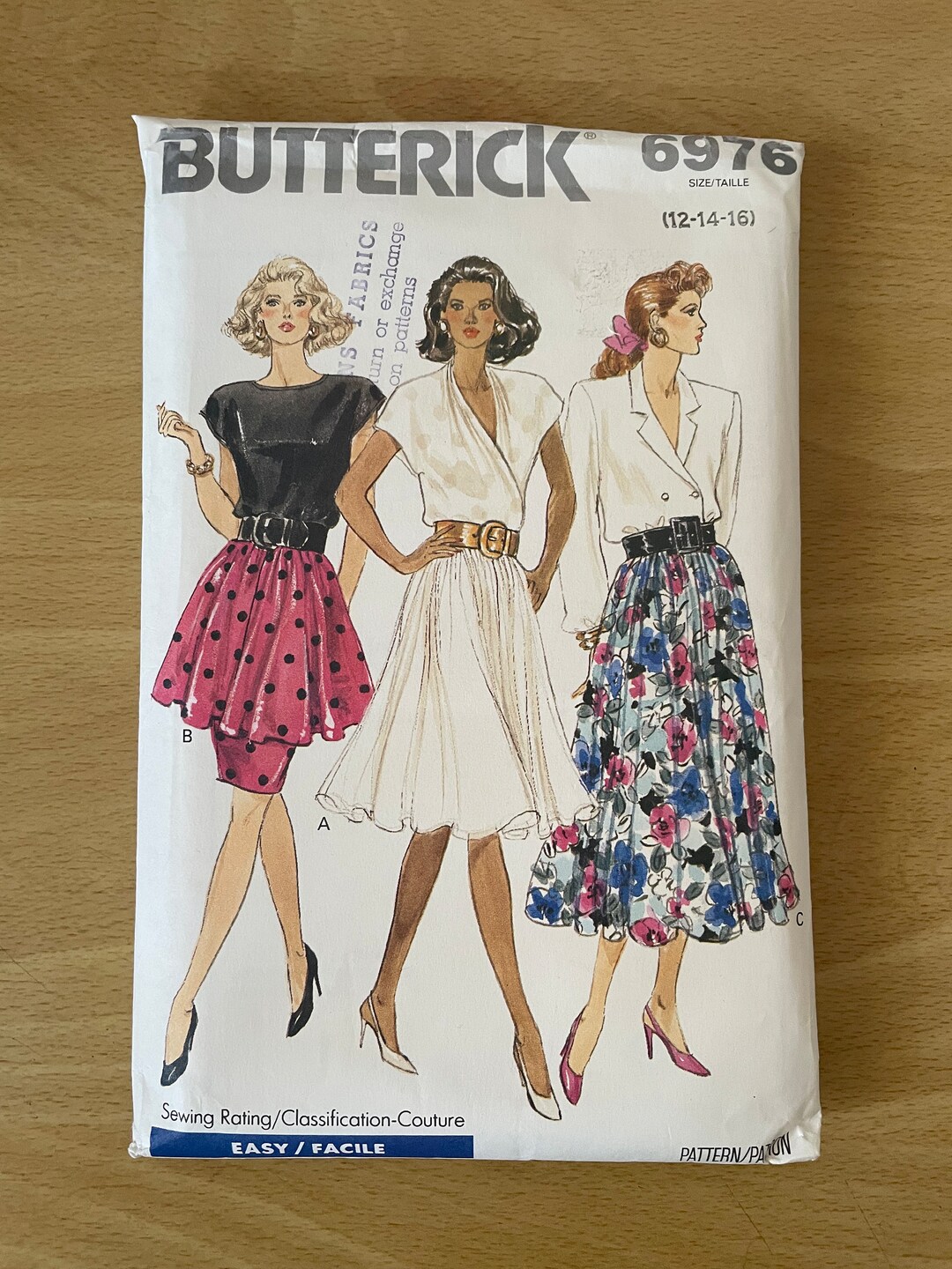 Butterick 6976 Vintage 80s High Waisted Flared or Tapered Skirt With ...