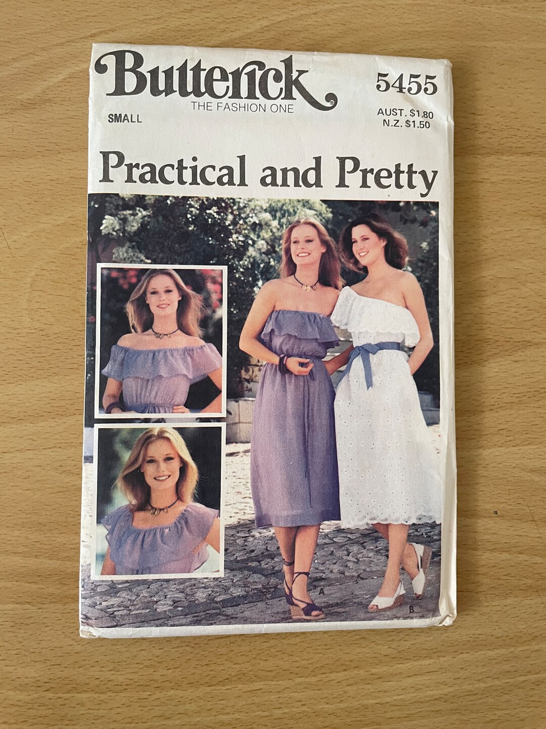 Butterick 5455 Vintage 70s Off, One-shoulder, or Strapless Dress With ...