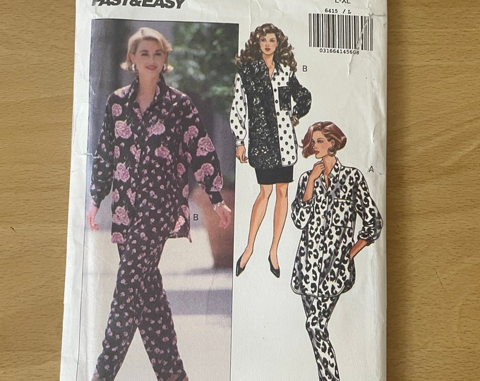 Simplicity 9860 Vintage 90s Oversized Jacket Coat With Large Shawl ...