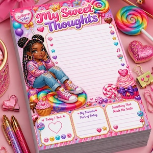 Cute Girls Digital Notepad Printable Journal Page | Kawaii Memo Pad for ...