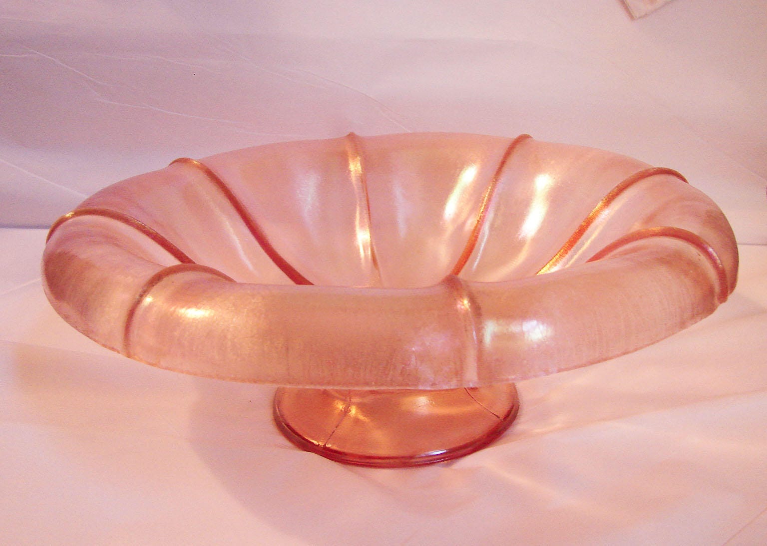 Vintage Fenton Bowl Pink Stretch Glass Bowl Footed Compote Etsy