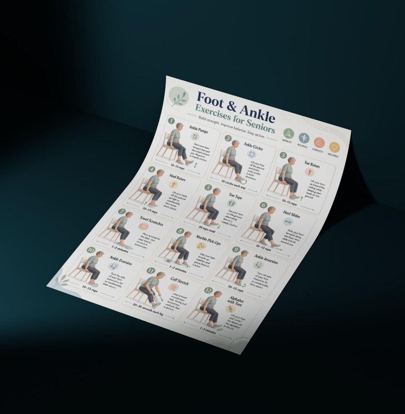 Senior Foot and Ankle Exercise Chart, Mobility and Balance Workout ...