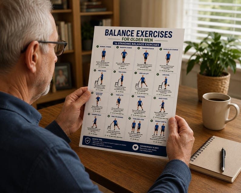 Balance Exercises for Older Men Printable | 16 Standing Stability PDF ...