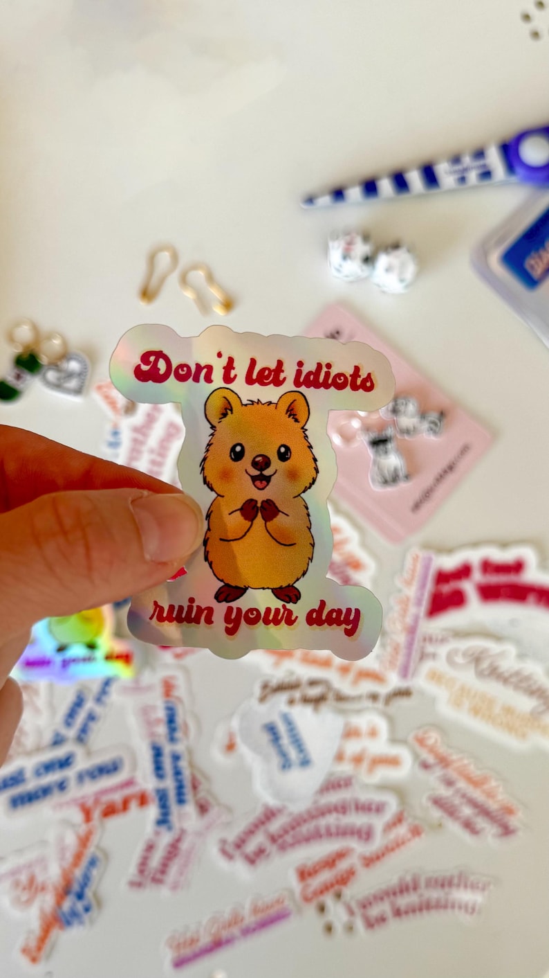 Holographic Quokka Sticker, Sassy Quote, Australian Animal Vinyl Decal ...