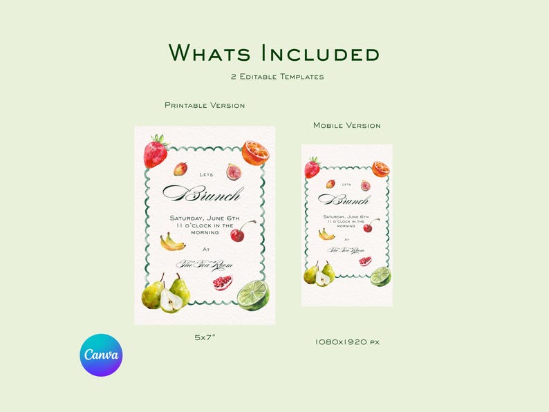 Fruity Brunch Invitation, Party Invite (digital Download) - Etsy