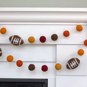 Fall Football Garland- 1" Felt Balls 2.25" Footballs- Halloween Autumn ...