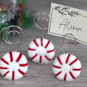 Christmas Place Card Holders- Peppermints- Name Tag Table Setting Decor ...