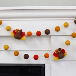 Thanksgiving Turkey & Football Garland- Fall Mantle Banner, Autumn ...
