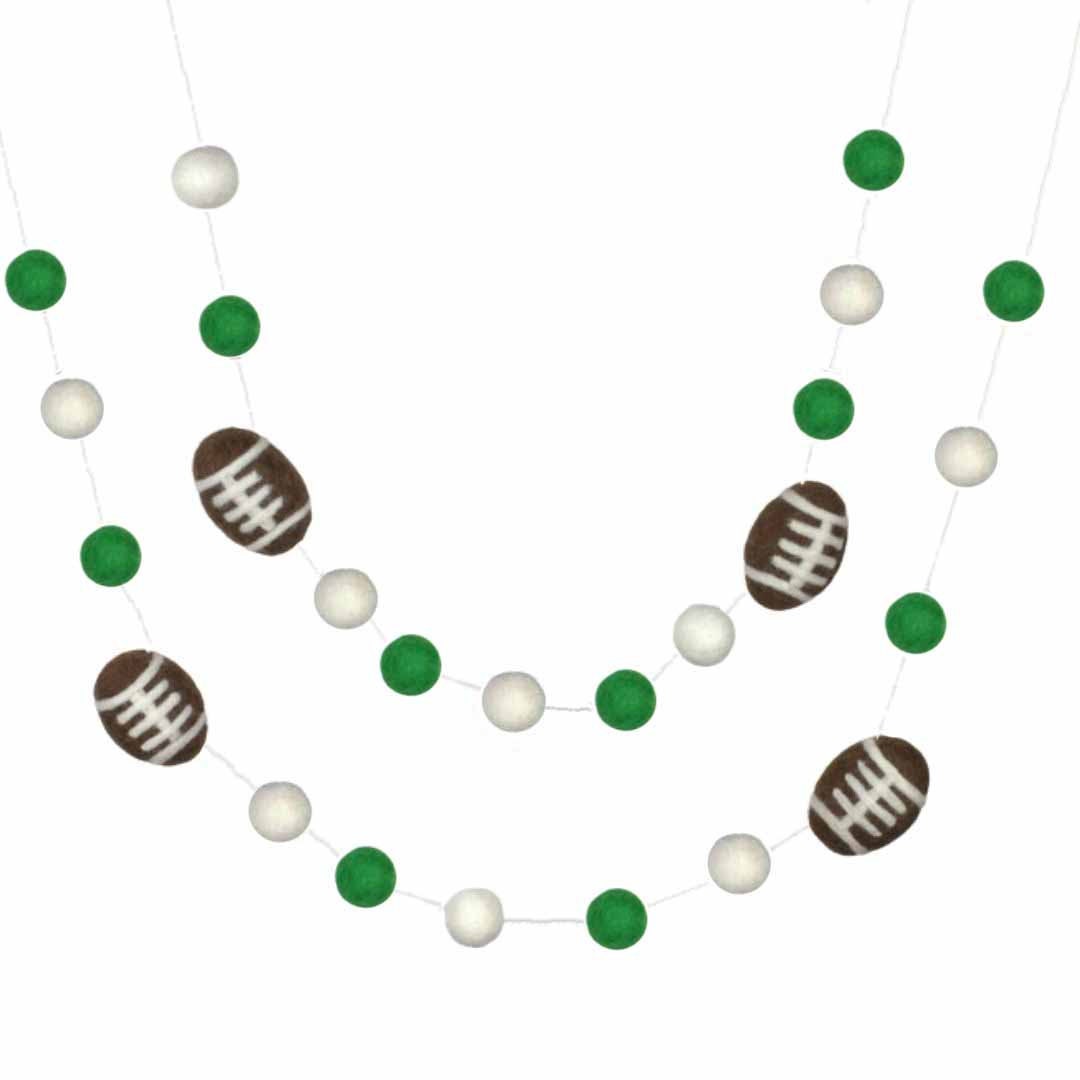 Football Garland Decor- 1" Felt Balls 2.25" Footballs- Kelly Green ...