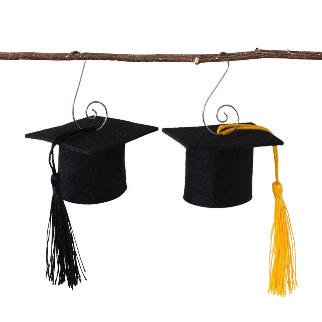 Graduation Cap Ornaments- SET OF 1, 3 or 5- Tree Decor With Hooks ...