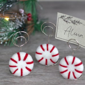 Christmas Place Card Holders- Peppermints- Name Tag Table Setting Decor ...