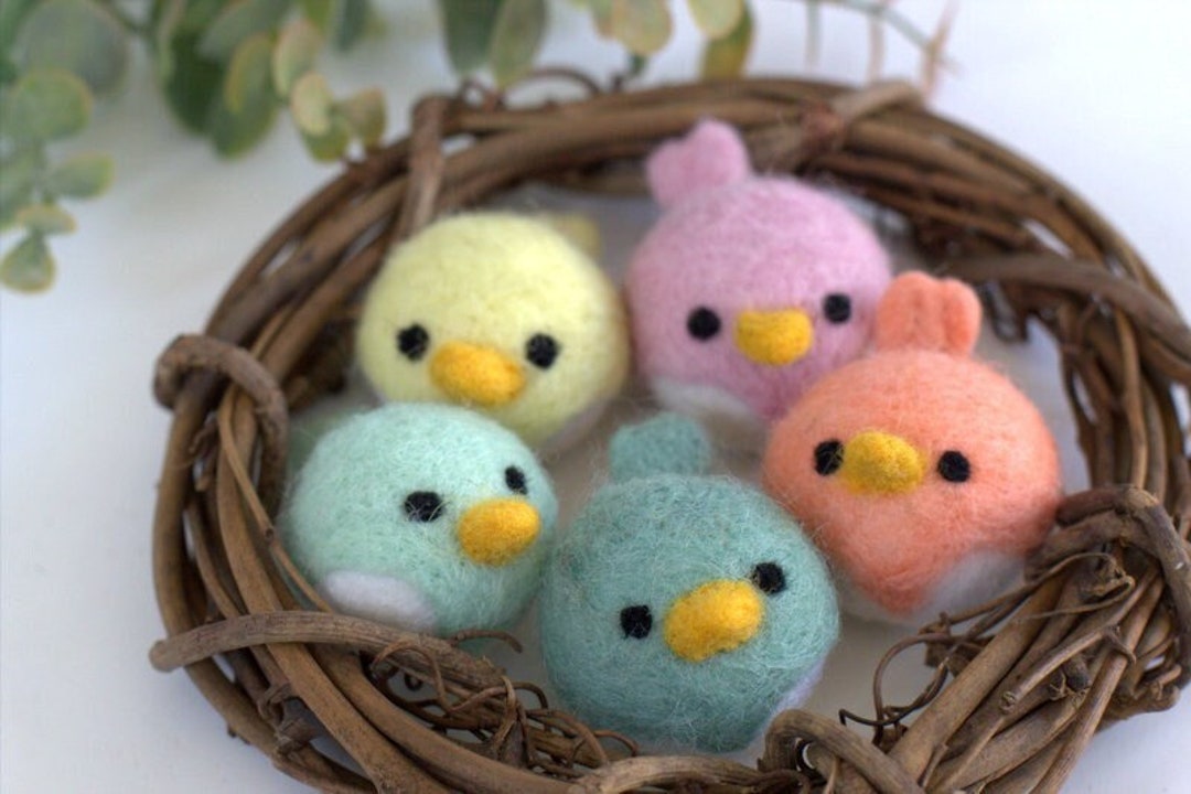 Spring Bird Chick Felt Shapes- Set of 5- 1.5x2"- NEST NOT INCLUDED ...