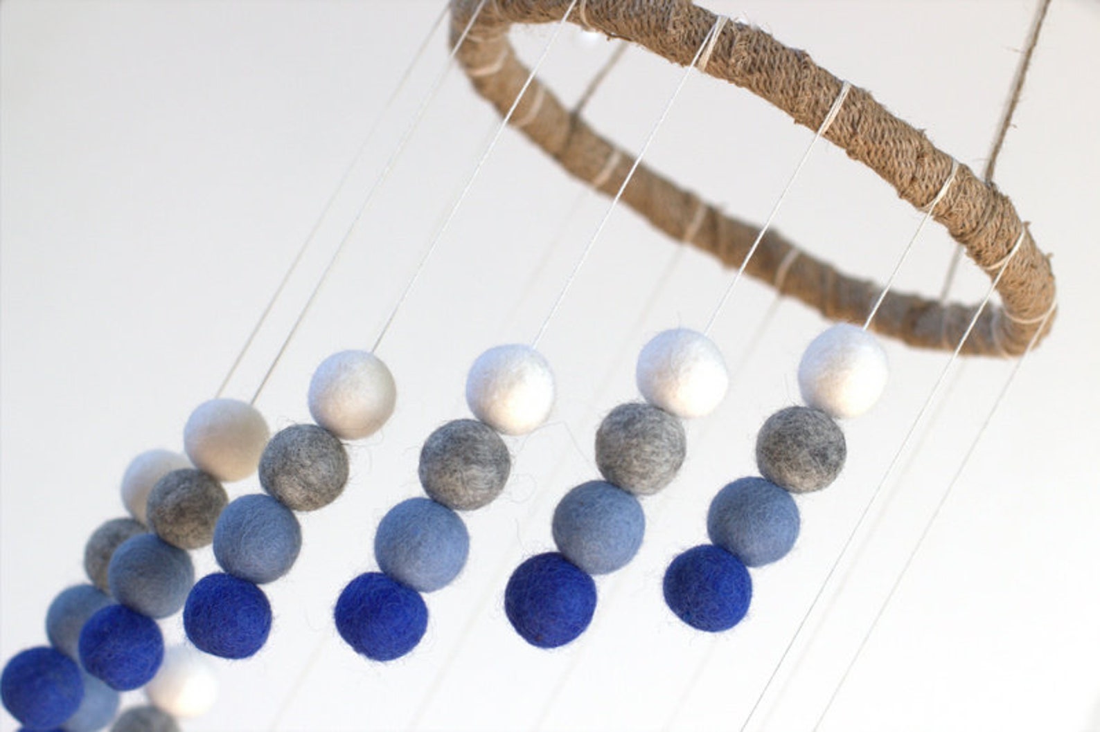 Spiral Felt Ball Mobile Royal Blue Baby Blue Gray White - Etsy