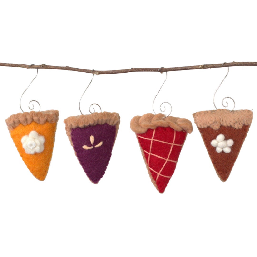Thanksgiving Ornaments- Pie Slices- SET OF 4- Fall Felt Shapes- Pumpkin ...