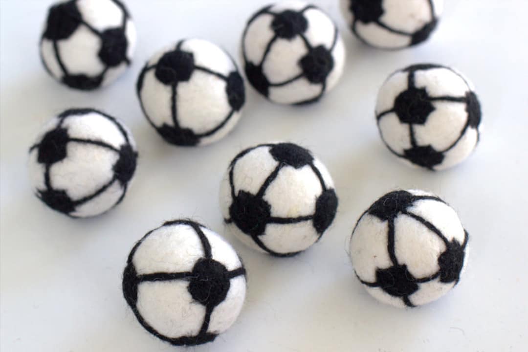 Soccer Ball Felted Shapes- Set of 3 or 5- Football Craft Sports Garland ...