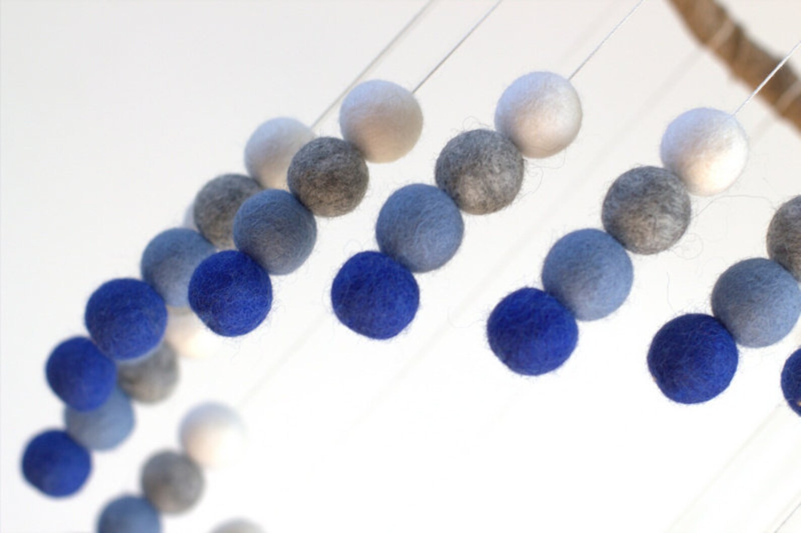 Spiral Felt Ball Mobile Royal Blue Baby Blue Gray White - Etsy