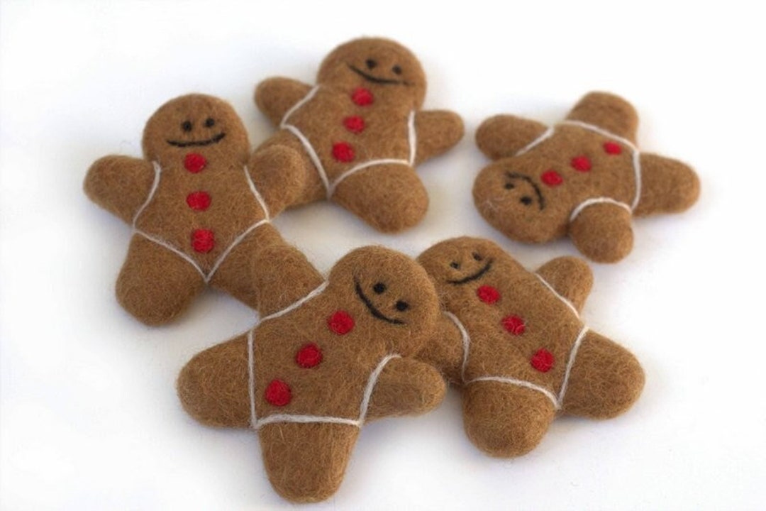 Felt Gingerbread Men Shapes 100% Hand Felted Wool Christmas Winter ...