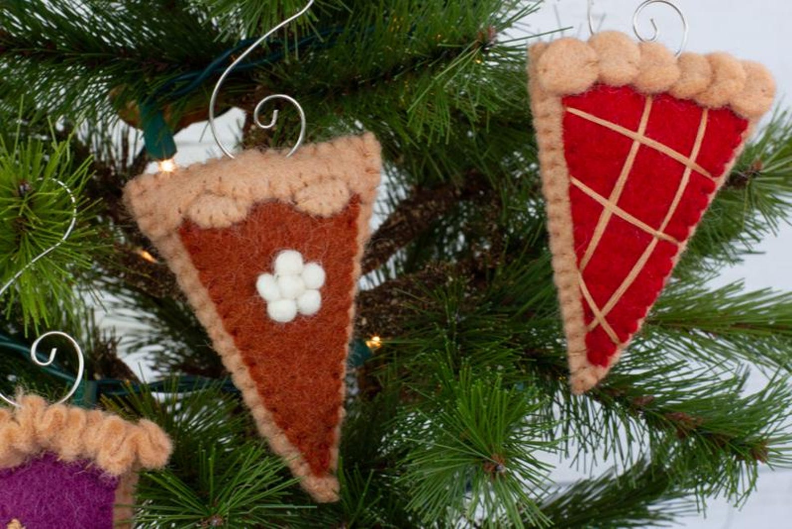 Thanksgiving Ornaments- Pie Slices- SET OF 4- Fall Felt Shapes- Pumpkin ...
