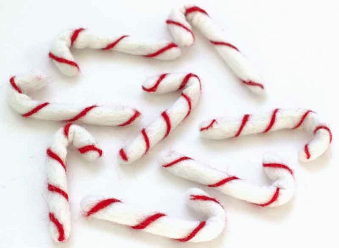 Candy Canes Red & White Wool Felted Shapes Christmas Decor Winter ...