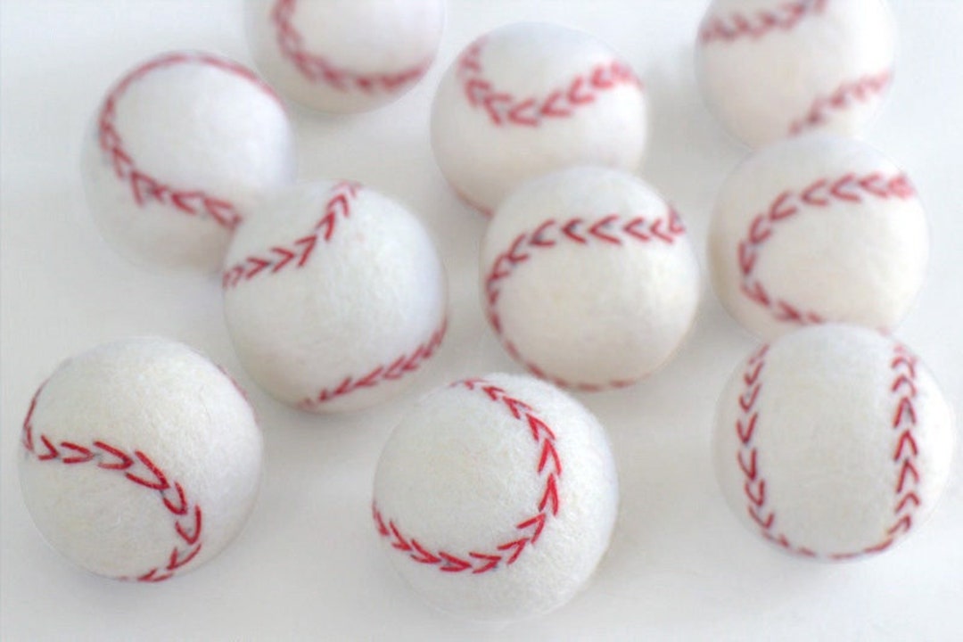 Baseball Felt Shapes- Set of 3 or 5- Approx. 1.75"- 100% Wool- Sports ...