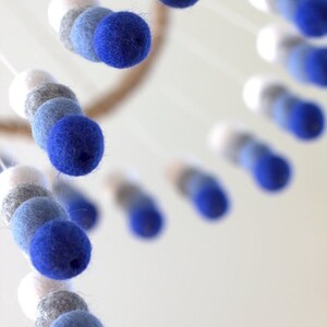 Spiral Felt Ball Mobile Royal Blue, Baby Blue, Gray, White Nursery ...