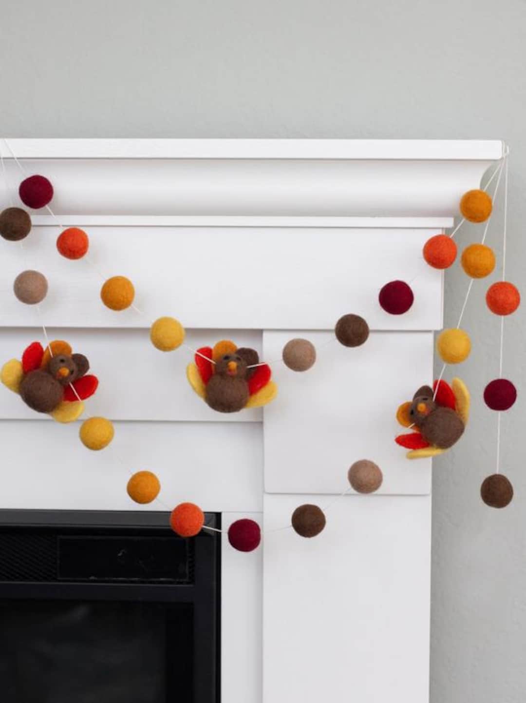 Thanksgiving Turkey Garland Decor- Burgundy Orange Gold Brown- Fall ...