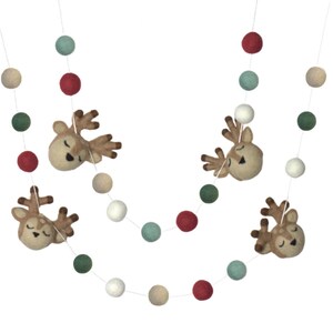 Reindeer Christmas Home Decor Garland- Vintage Colors- Mantel Banner ...