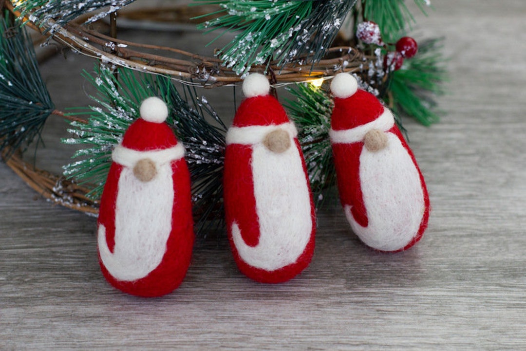 Felt Santa Claus Christmas Shape- Needle Felted Figurines- Winter Bowl ...