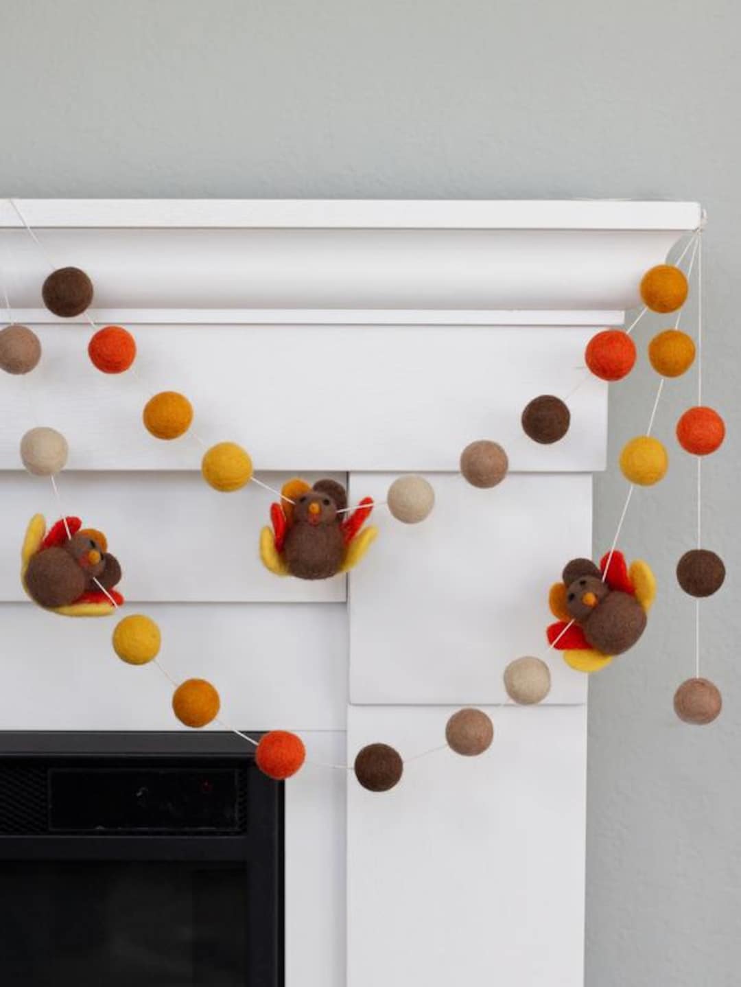 Thanksgiving Turkey Fall Garland- Brown Orange- Home Decor Mantel ...