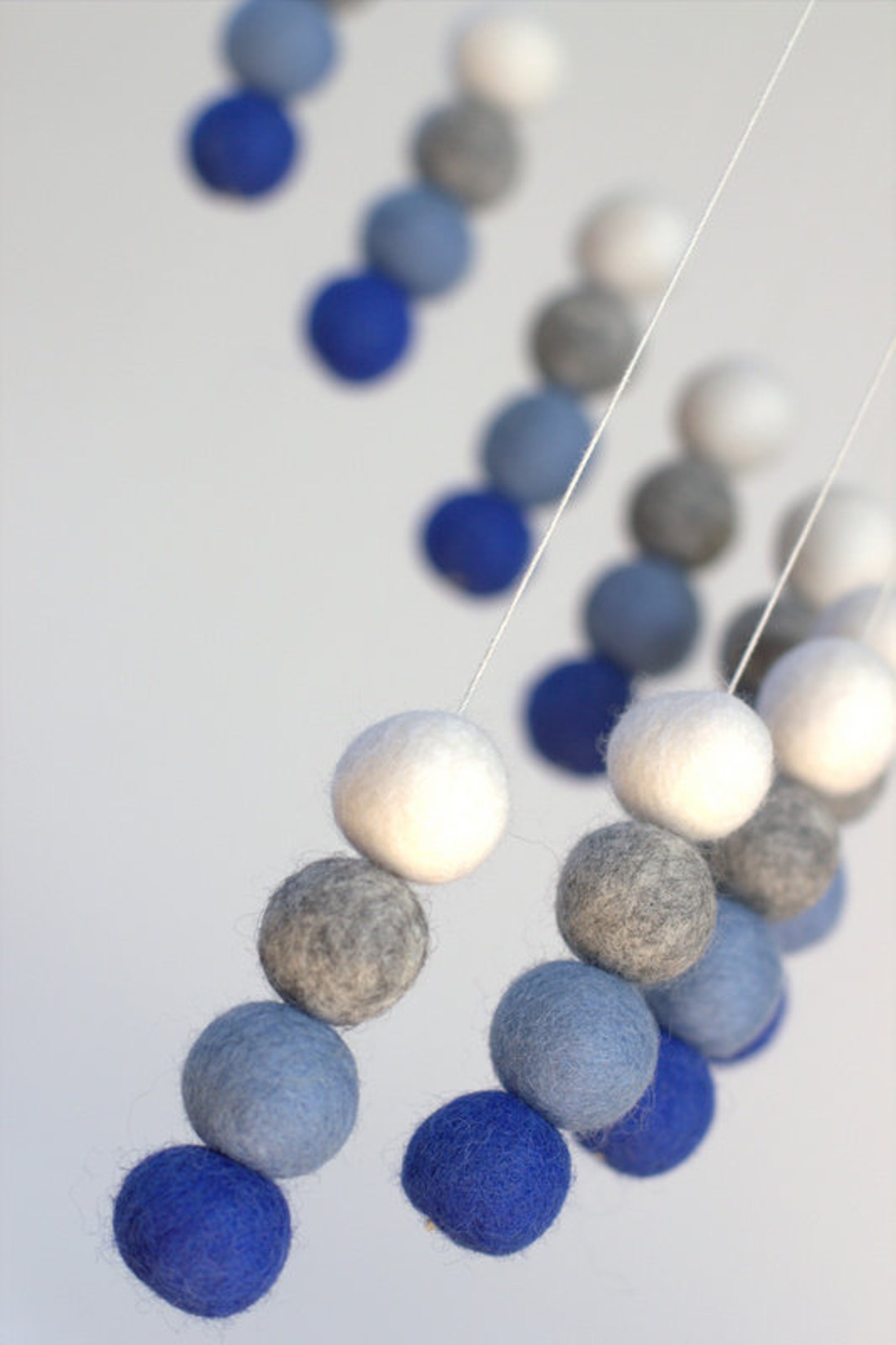 Spiral Felt Ball Mobile Royal Blue Baby Blue Gray White - Etsy