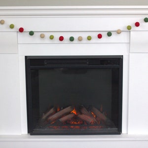 Christmas Garland Red, Lime, Forest Green, Almond Felt Balls Christmas ...