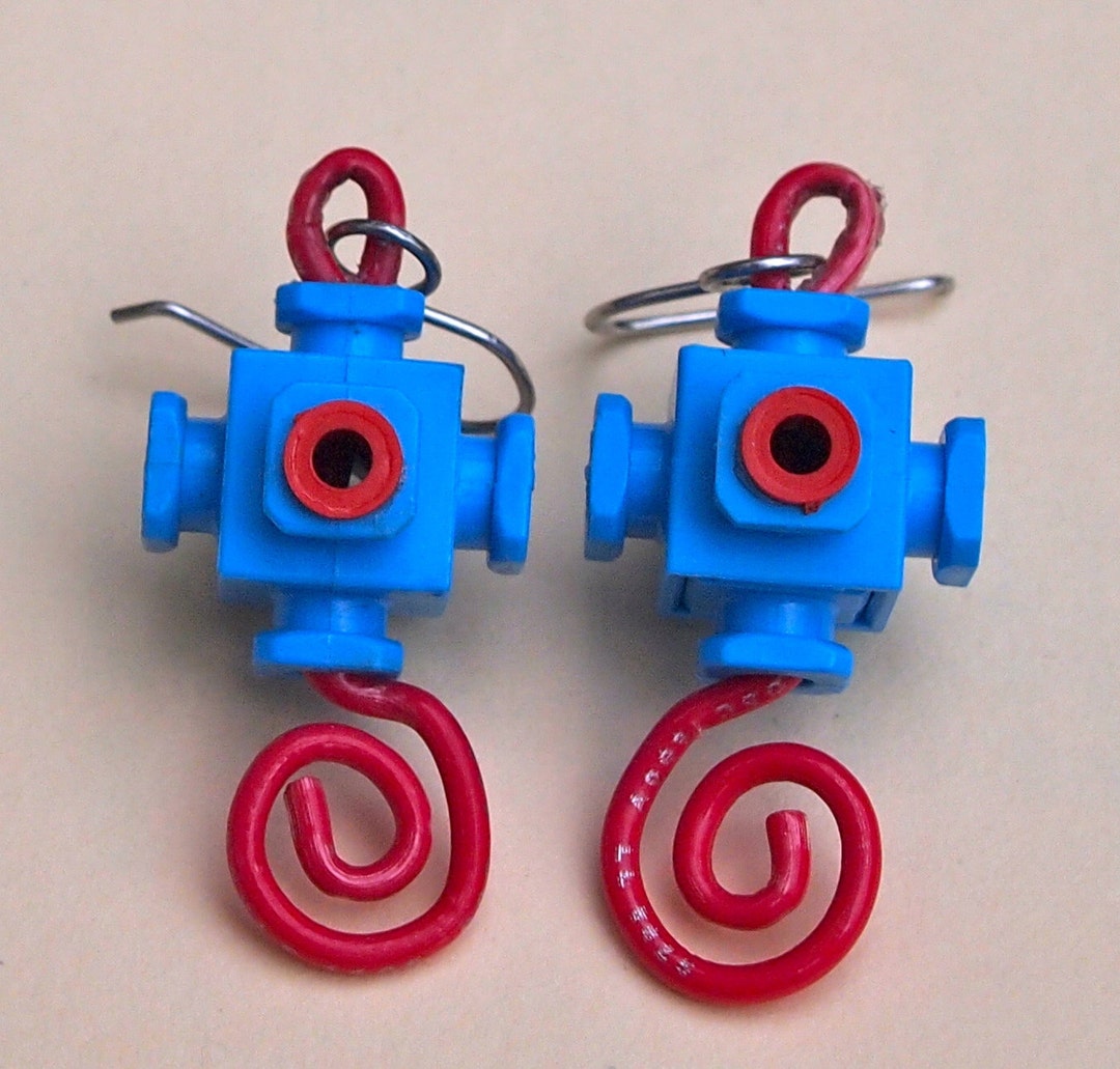 Unusual Jewelry, Pop Art Earrings, Mod, Recycled, Long Dangle, Blue ...