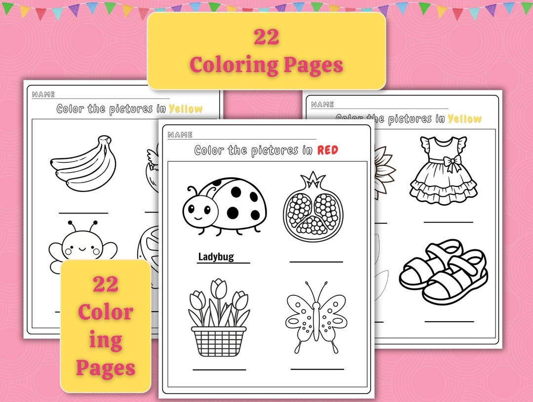 Preschool Color Worksheets, 22 Learning Pages, Toddler Activities ...