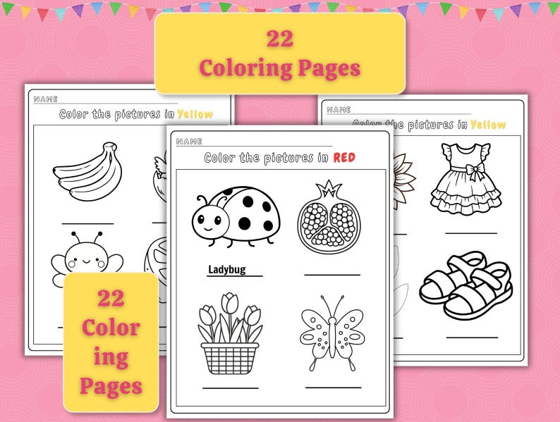 Preschool Color Worksheets, 22 Learning Pages, Toddler Activities ...