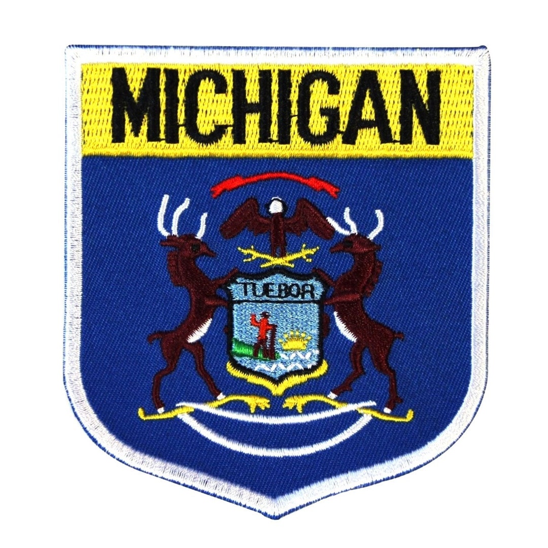 State Flag Shield Michigan Patch Badge Travel USA Embroidered Iron on ...