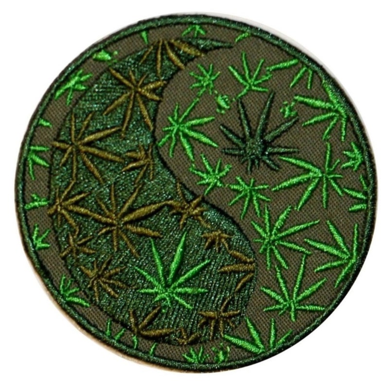 Pot Leaf Yin Yang Patch Marijuana Hemp Zen Symbol Embroidered - Etsy