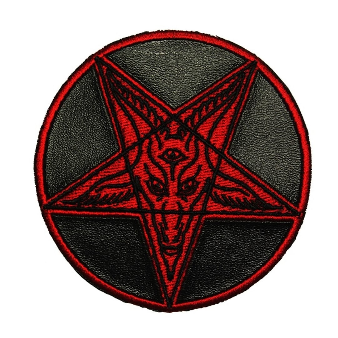 Red Satanic Circle Patch Kreepsville 666 Pentagram Pleather Iron on ...