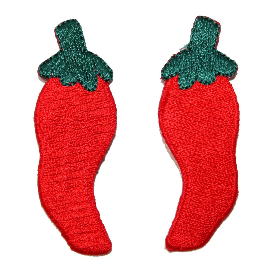 ID 1922AB Set of 2 Red Chili Pepper Patches Spicy Sauce Food Iron on ...
