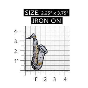 ID 9163 Silver Saxophone Patch Jazz Instrument Music Embroidered Ironon ...