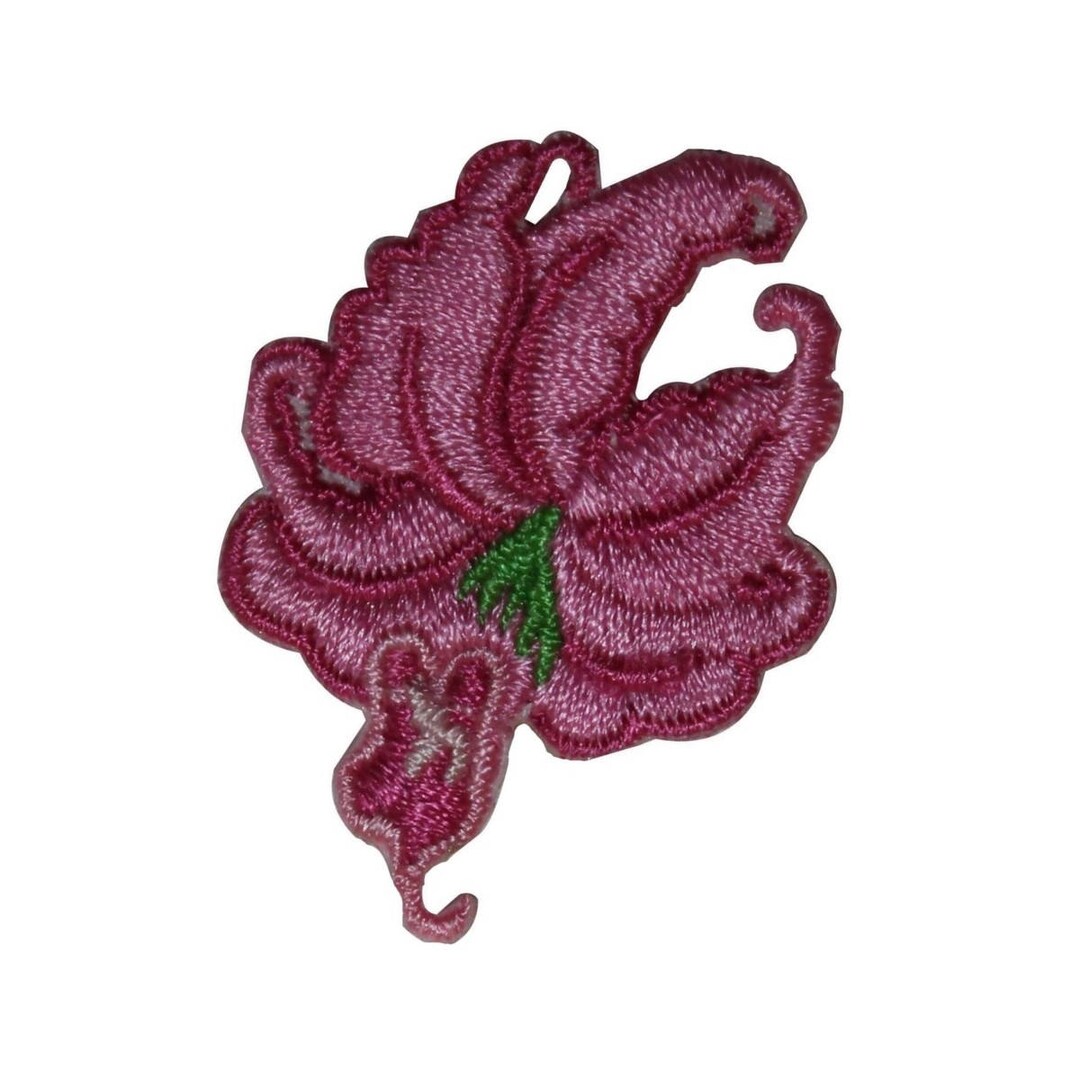 ID 6319 Pink Lily Flower Patch Iris Garden Orchid Embroidered Iron on ...