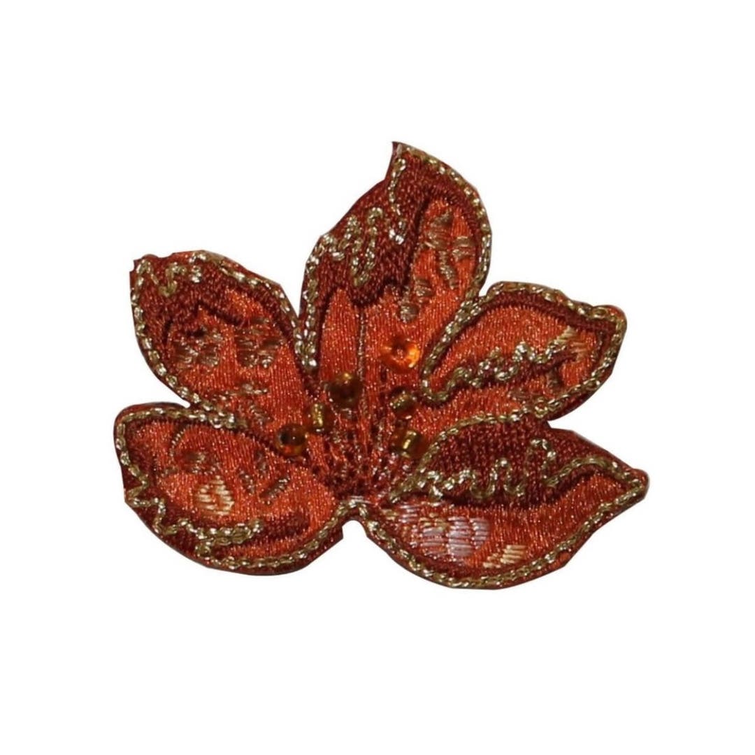 ID 7119 Orange Lily Flower Blossom Patch Garden Embroidered Iron on ...