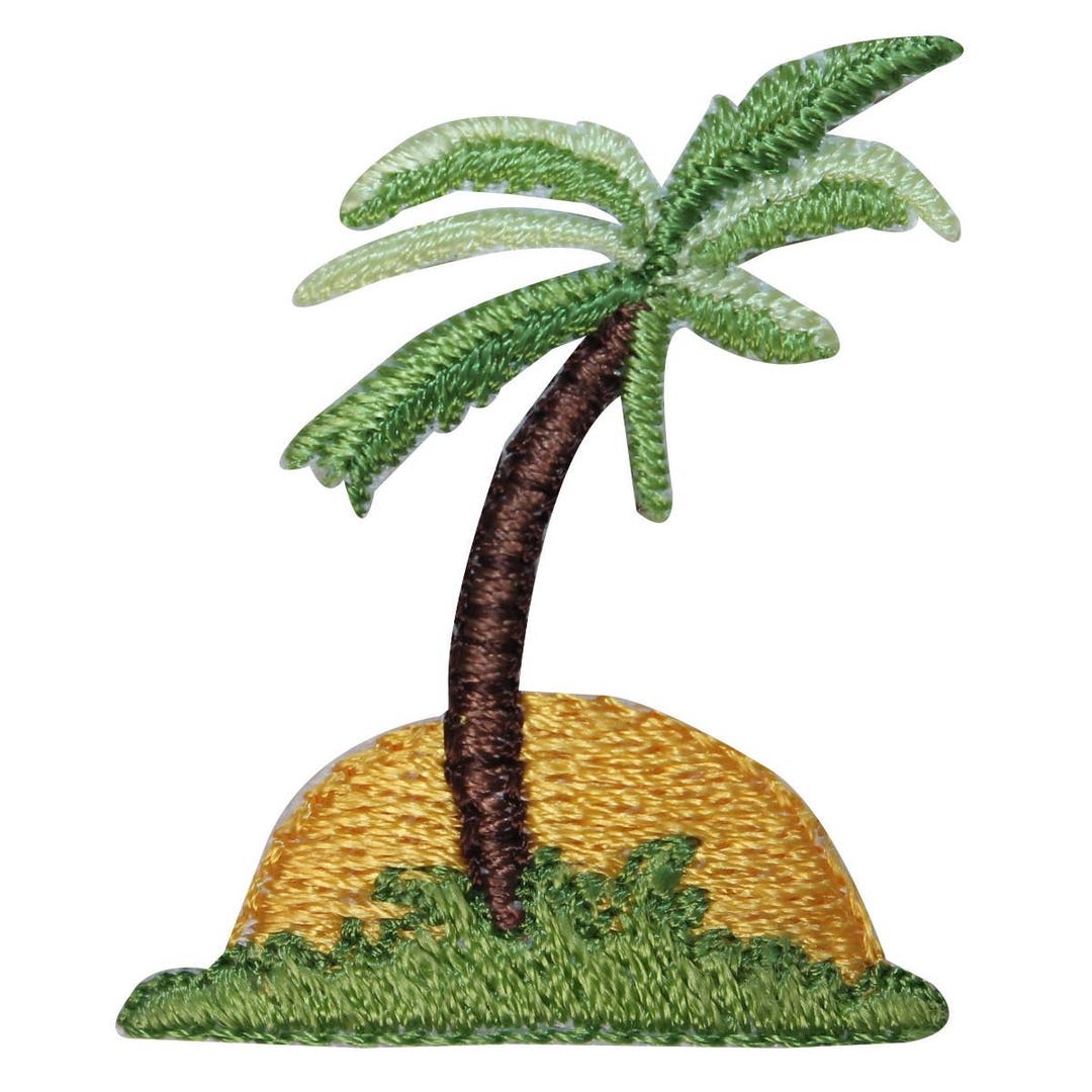 ID 1766 Palm Tree Sunset Patch Tropical Beach Scene Embroidered Iron on ...