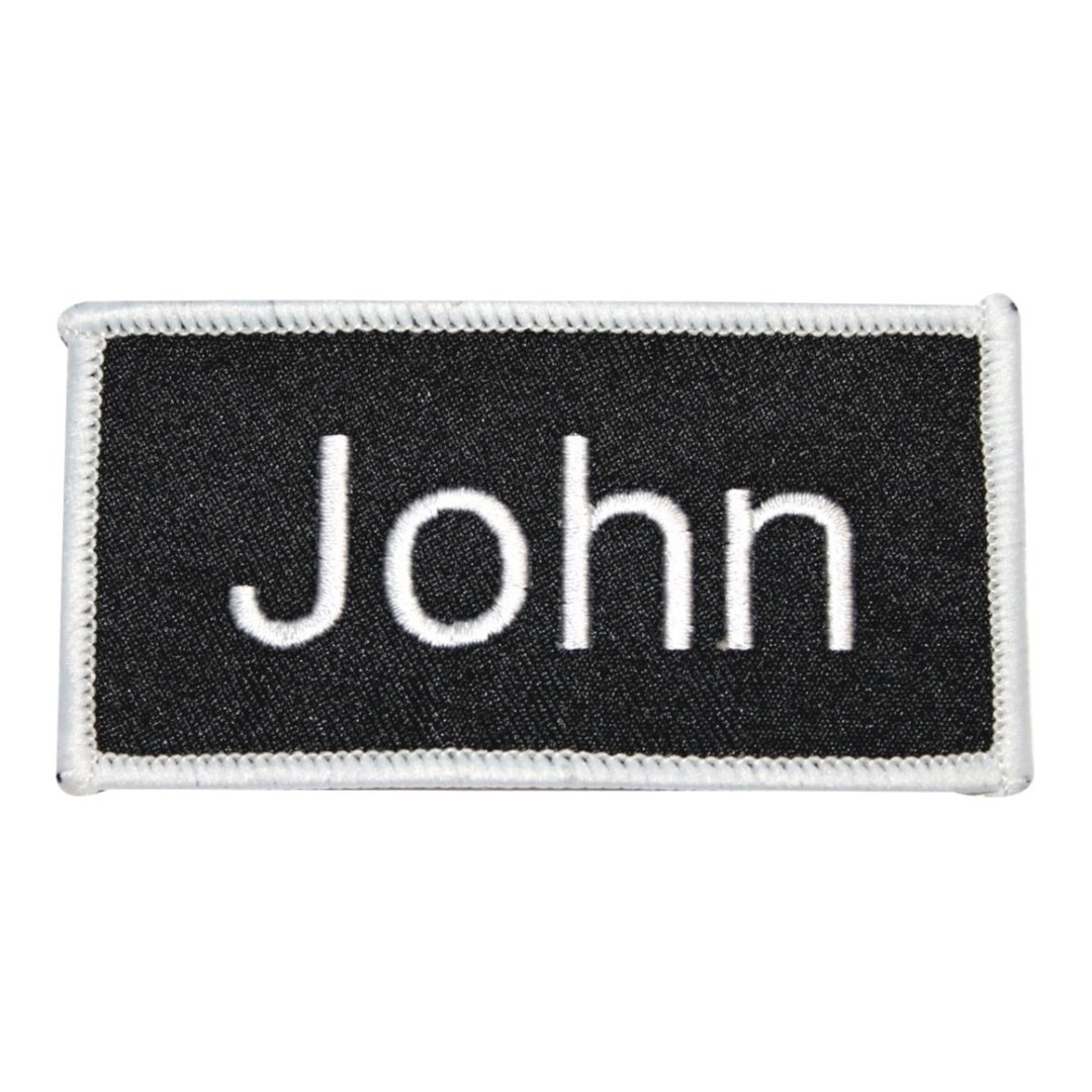 John Name Tag Patch Uniform ID Work Shirt Badge Embroidered Iron on ...
