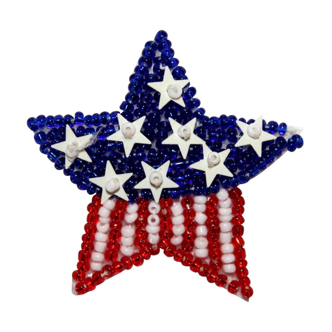 ID 8859 American Flag Star Patch Patriotic Symbol Craft Beaded Iron on ...