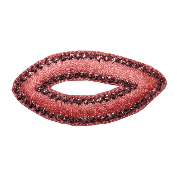 ID 8737 Pink Oval Patch Craft Design Loop Shape Embroidered | Etsy