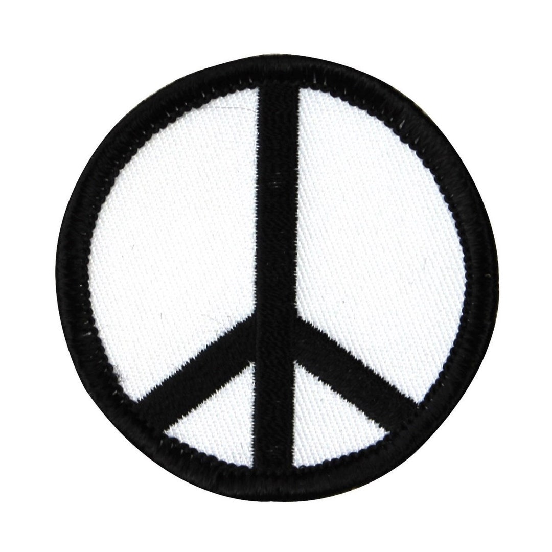 2 Inch Peace Sign Black on White Patch DIY Hippie Craft Apparel Iron on ...