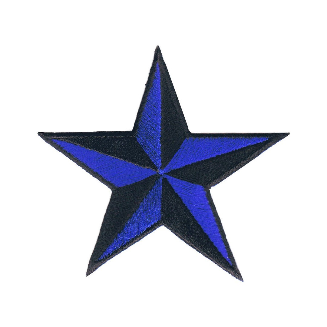 3 INCH Royal Blue Black Nautical Star Patch Tattoo Embroidered Iron on ...