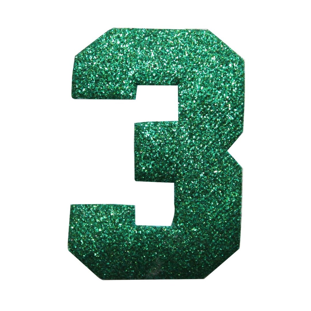 ID 8633 Shiny Number 3 Three Patch Glitter Metallic Symbol Iron on ...