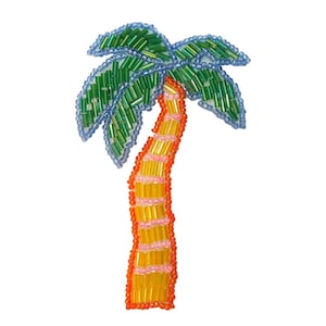 ID 8965 Tropical Palm Tree Patch Island Beach Coconut Beaded Iron on ...