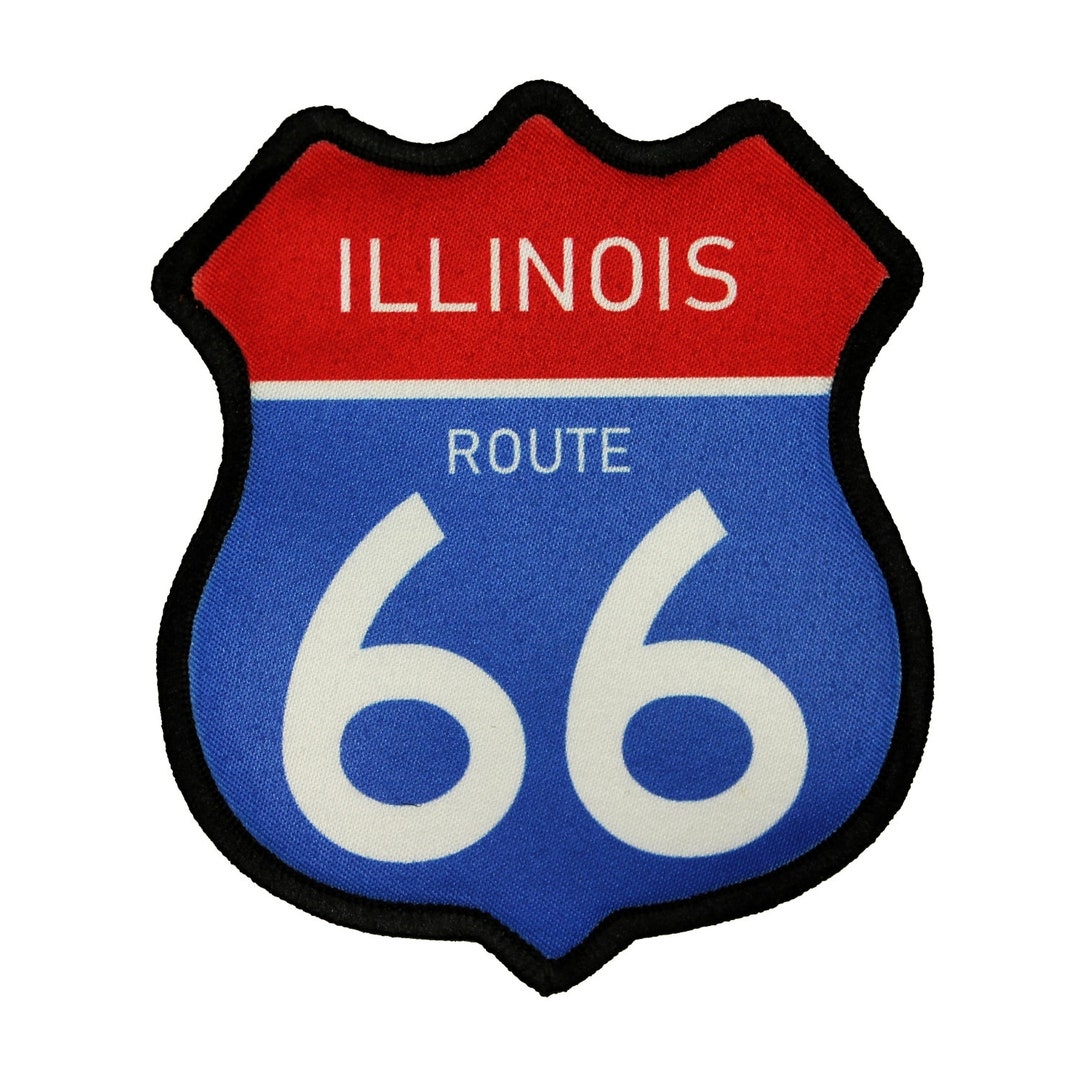 Route 66 Illinois Road Sign Patch Travel Road Dye Sublimation Iron on ...